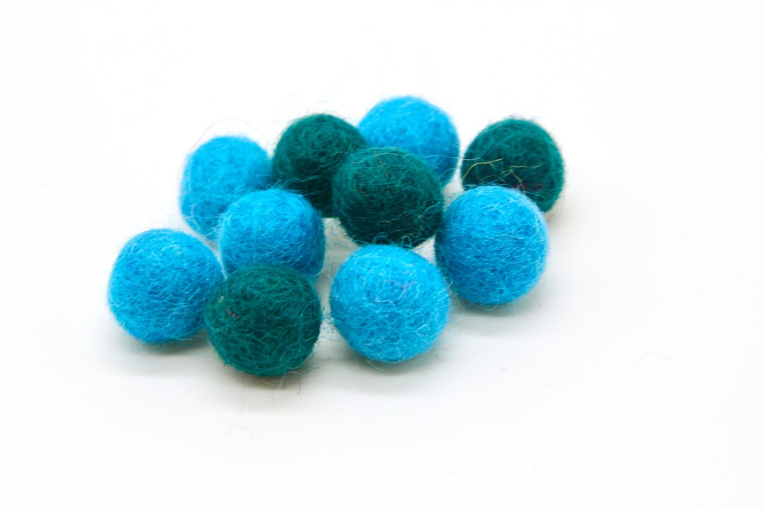 Teal & Turquoise Wool Felt Balls (10 X 1.5cm) - Etsy