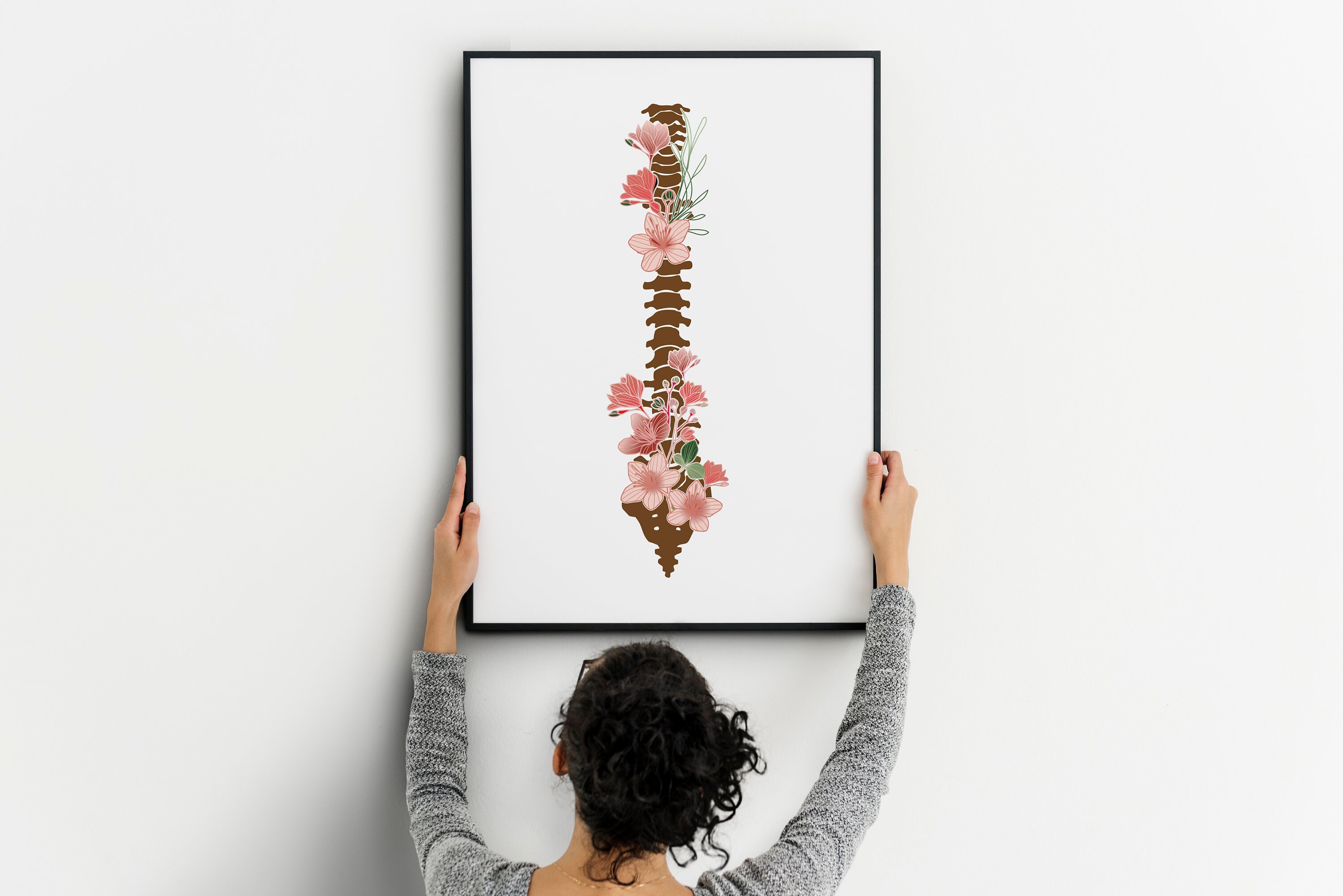 Floral Spine Svg Human Spine With Flower Svg Chiropractor - Etsy