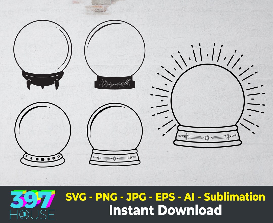 Set of Crystal Ball Svg, Fortune Teller Svg, Crystal Ball Cut File ...