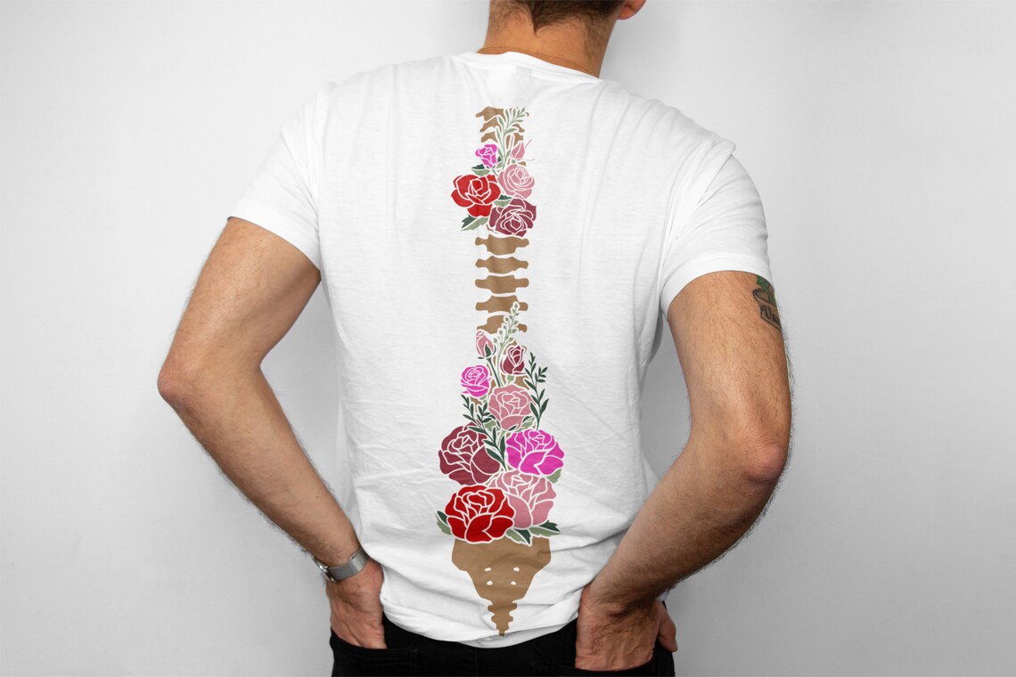 Roses Spine Svg, Human Spine With Flower Svg, Chiropractor Svg, Flower ...