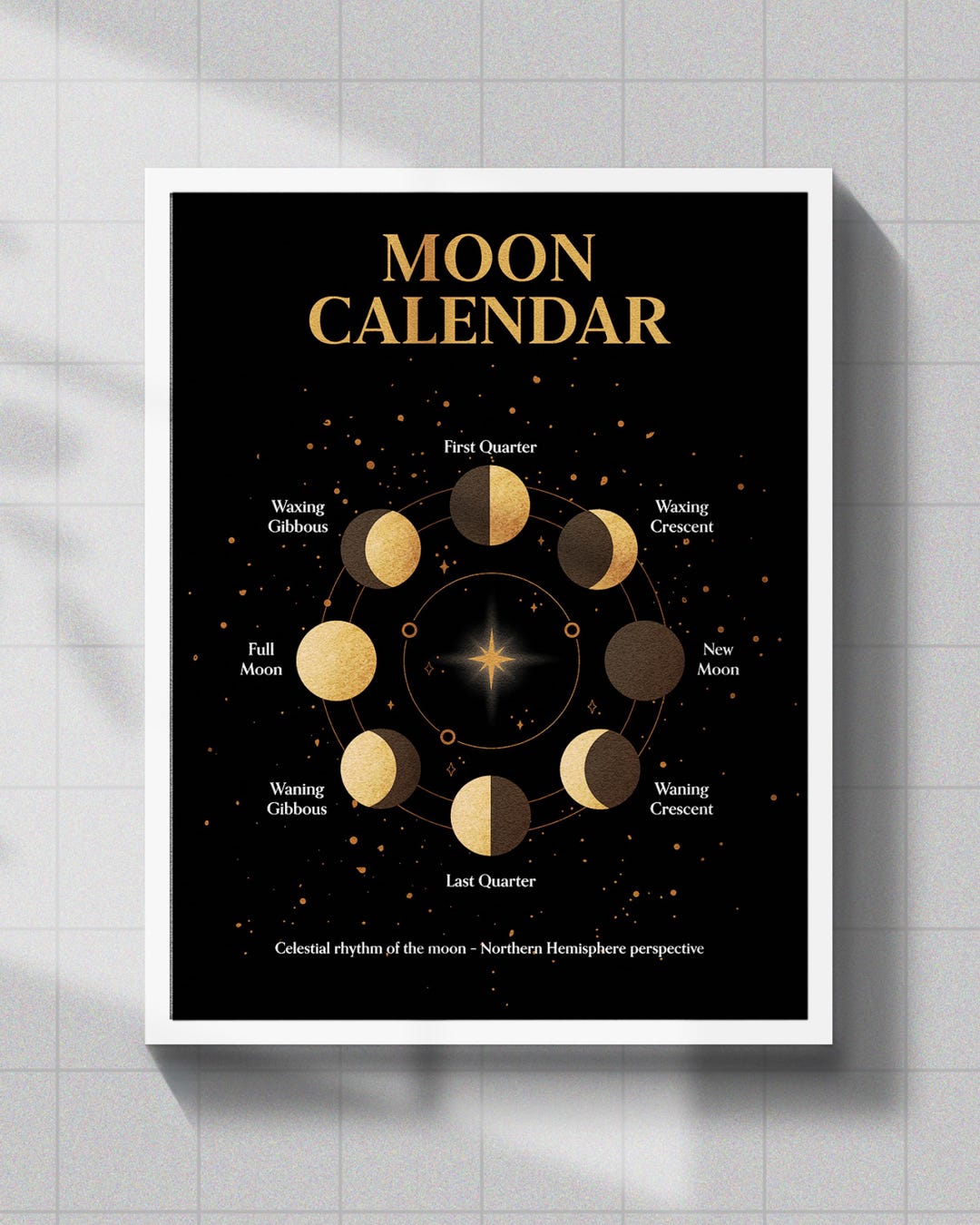 Lunar Phases Moon Calendar Art Print, Celestial Diagram (digital ...