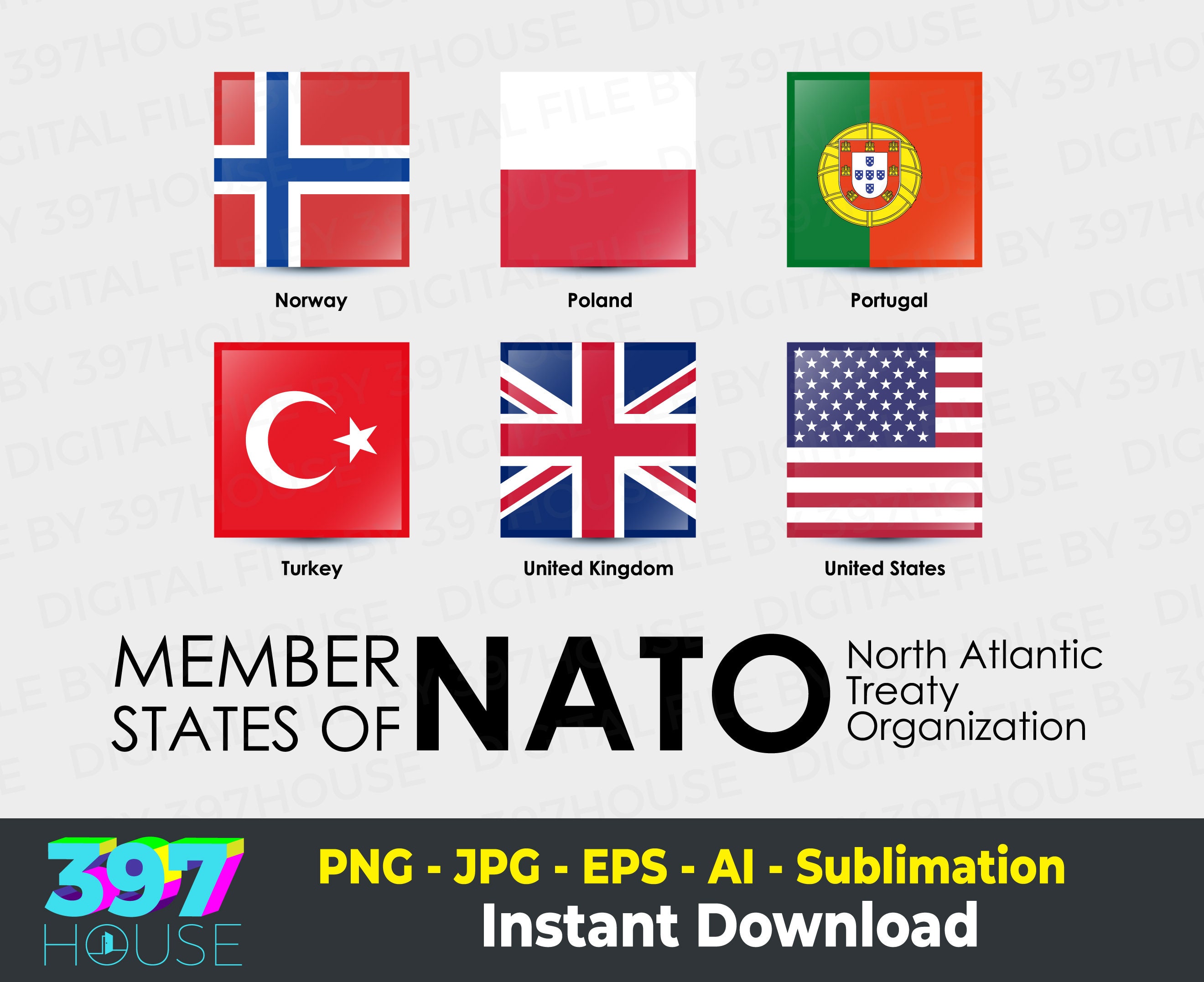 World Flags Set, Vector Illustration of Square Shape Flags of the 30 ...