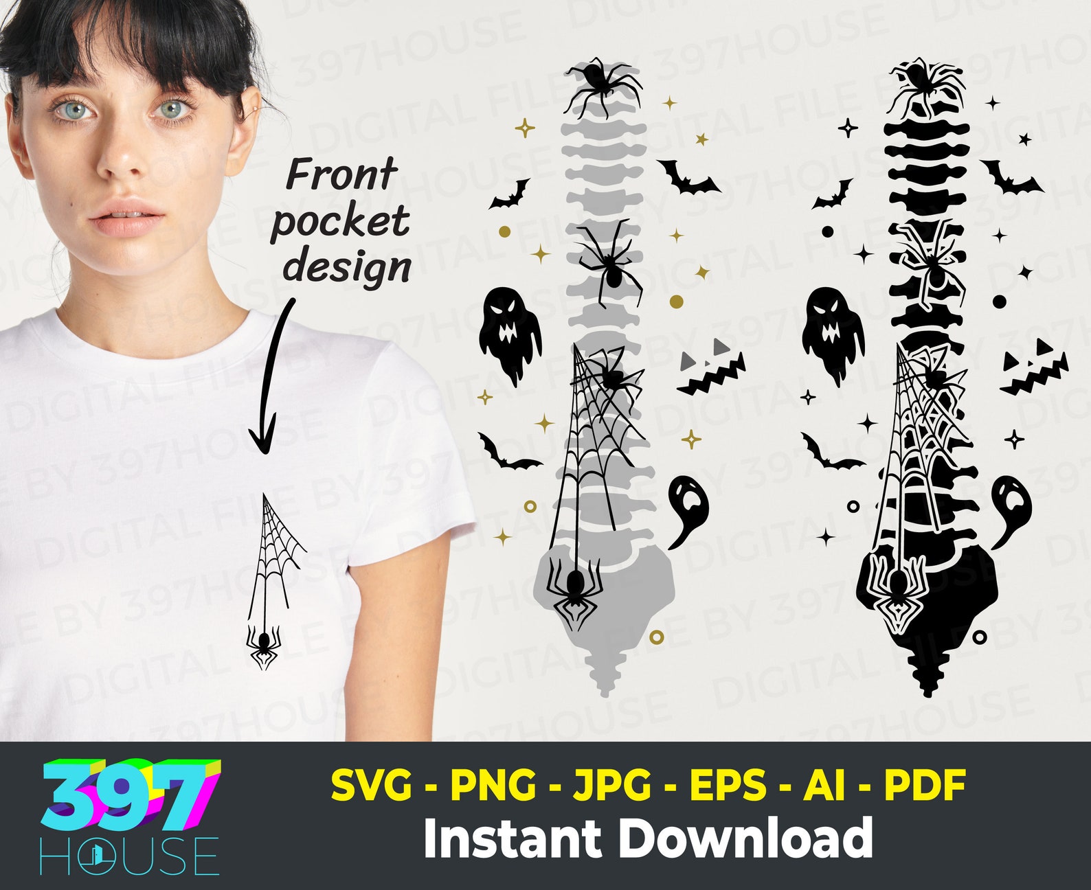 Spider Spine Skeleton SVG, Spooky Season Graphic (digital Download) - Etsy