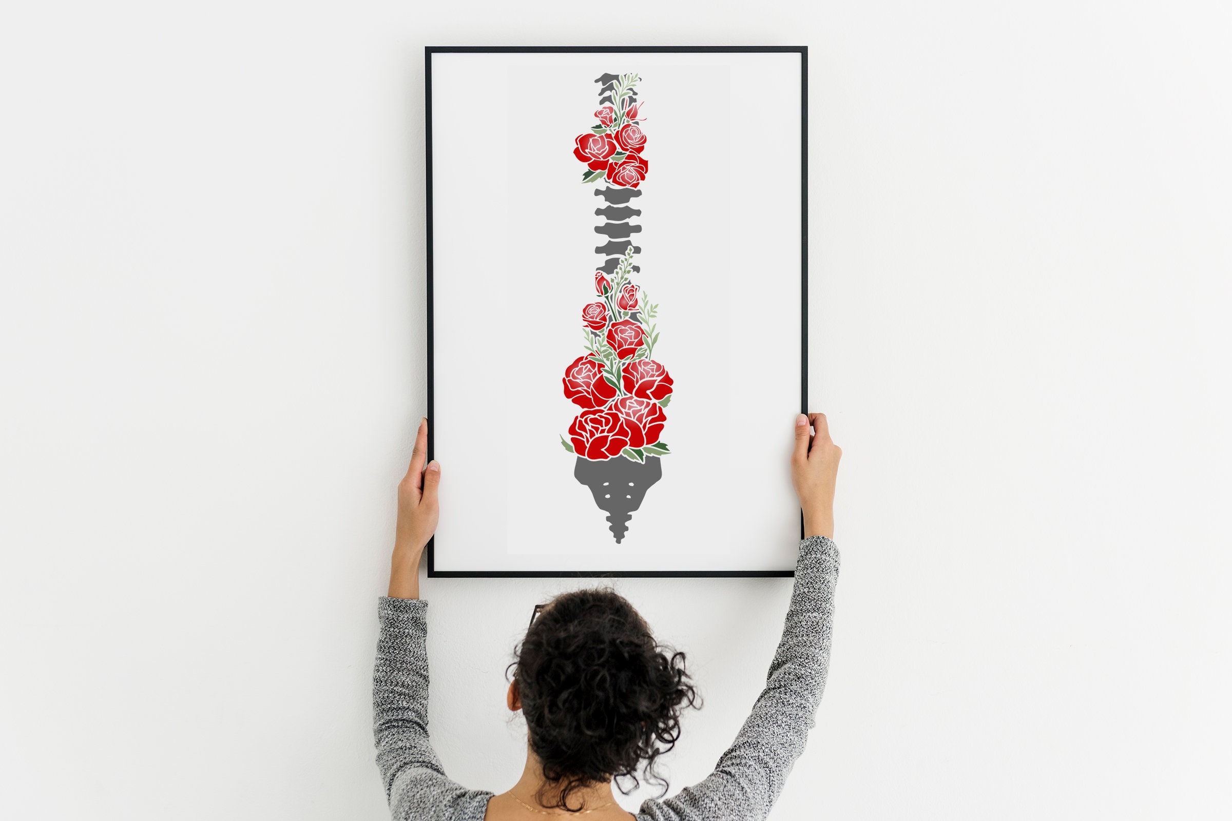Roses Spine Svg, Human Spine With Flower Svg, Chiropractor Svg, Flower ...