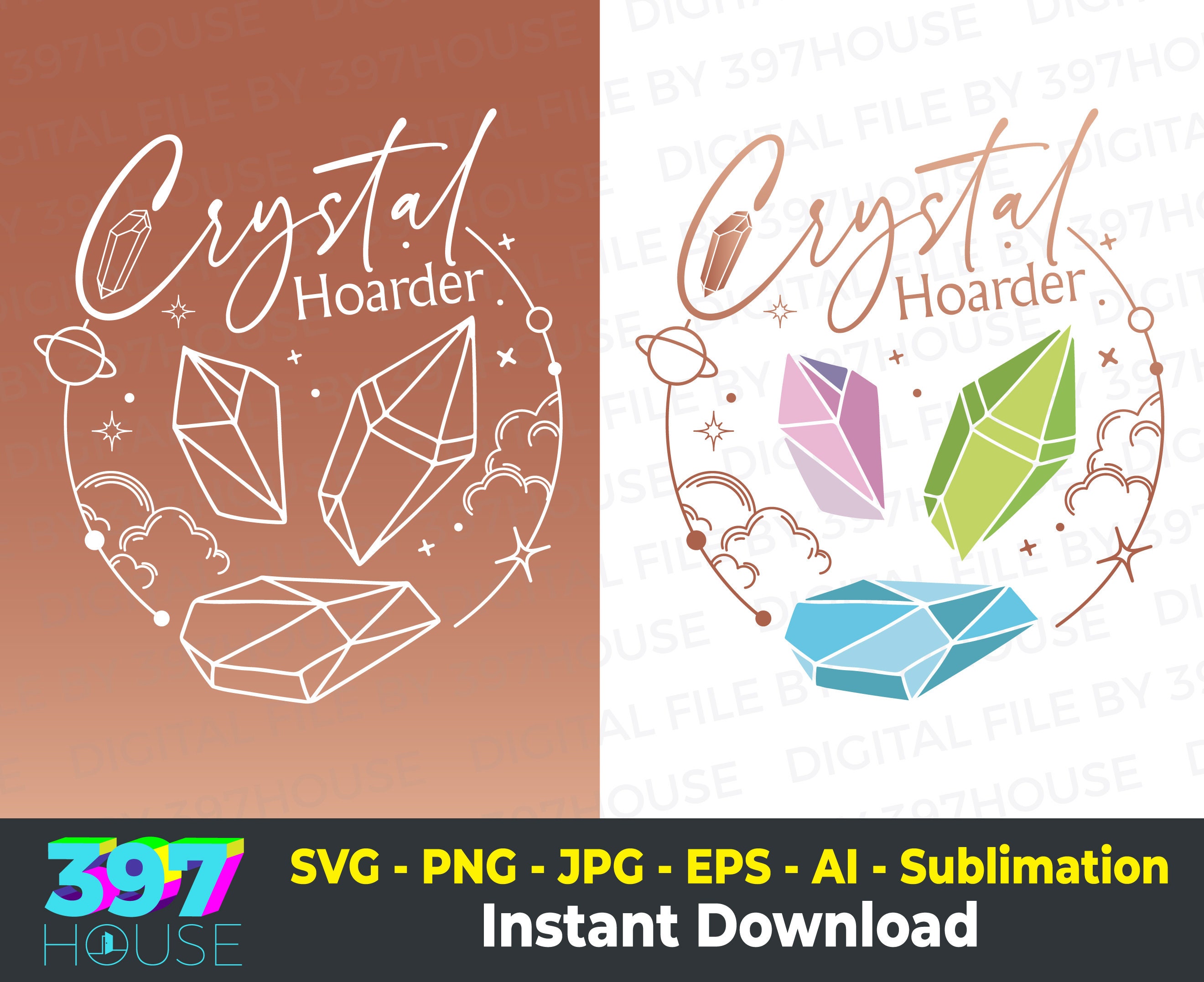Crystal Hoarder Svg, Crystal Lover Svg, Magic Crystal Gemstone on the ...