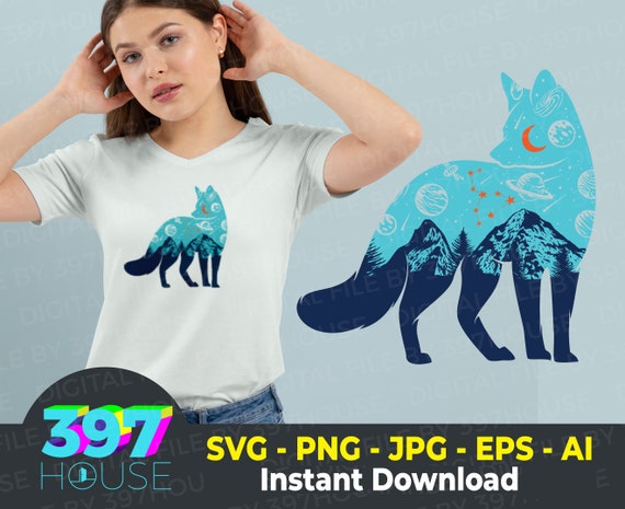 Wild Fox Fox Mountains With Leo Star Svg Fox Lovers Camping | Etsy