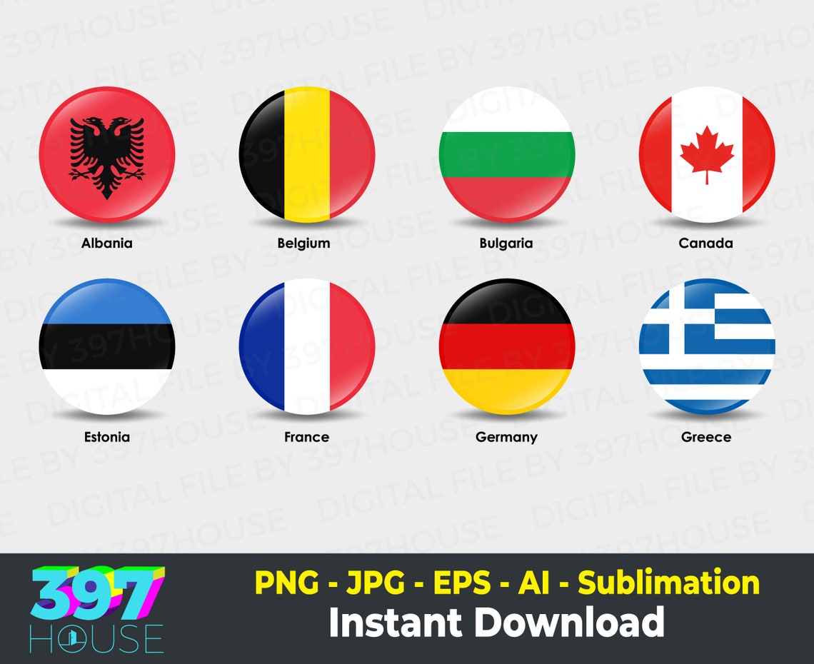 World Flags Set Vector Illustration of Round Shape Flags of - Etsy