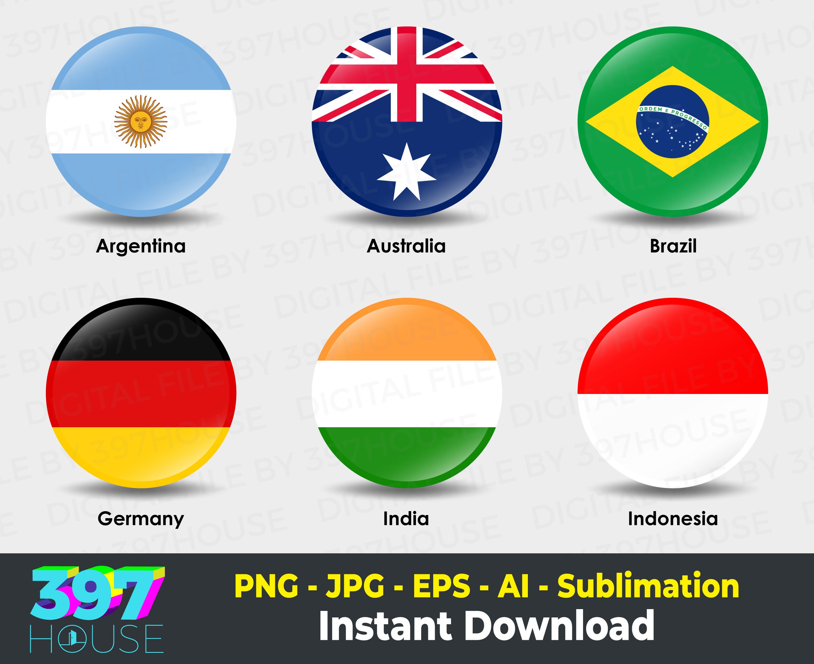 World Flags Svg, Group of G20 Countries Flags. Simple Round Flags Ready ...