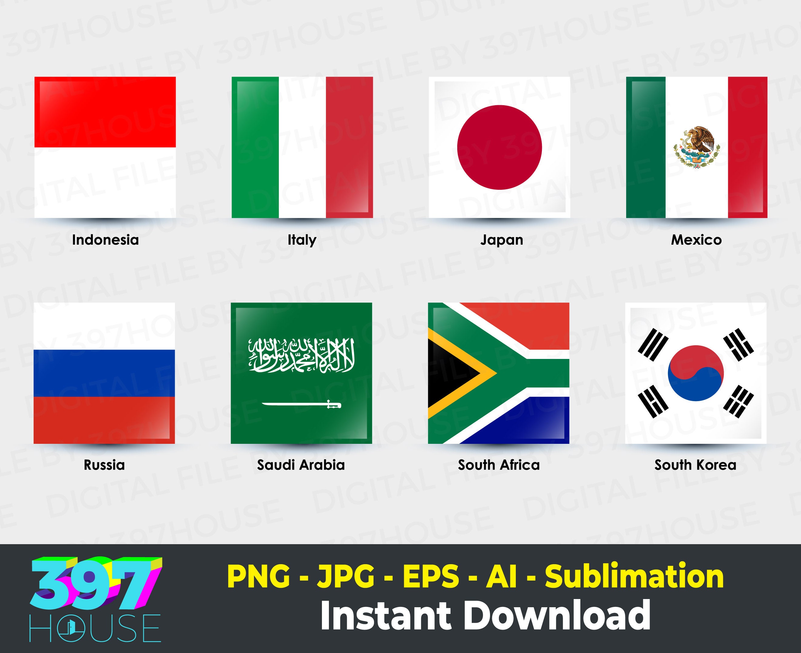 World Flags Svg, Group of G20 Countries Flags. Simple Square Flags ...