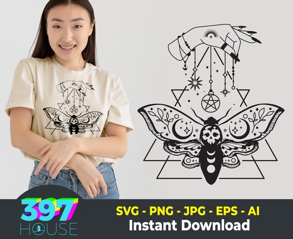 Celestial Eye Moth SVG Crescent Svg DIY for Witchy Salem - Etsy