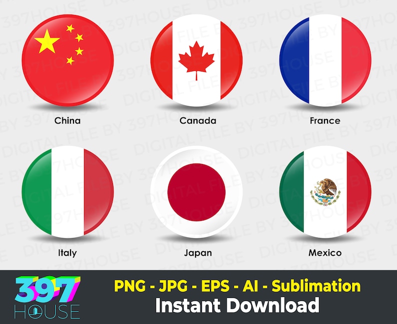 World Flags Svg, Group of G20 Countries Flags. Simple Round Flags Ready ...