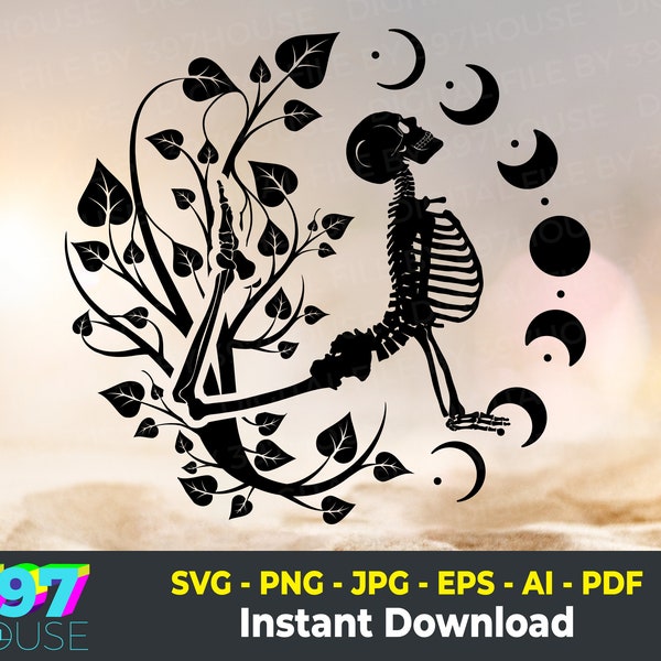 Skeleton Yoga Svg - Etsy