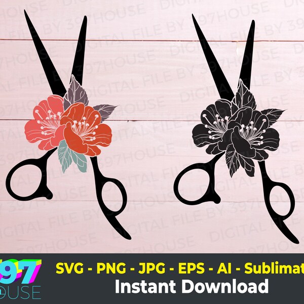 Floral Scissors Svg - Etsy