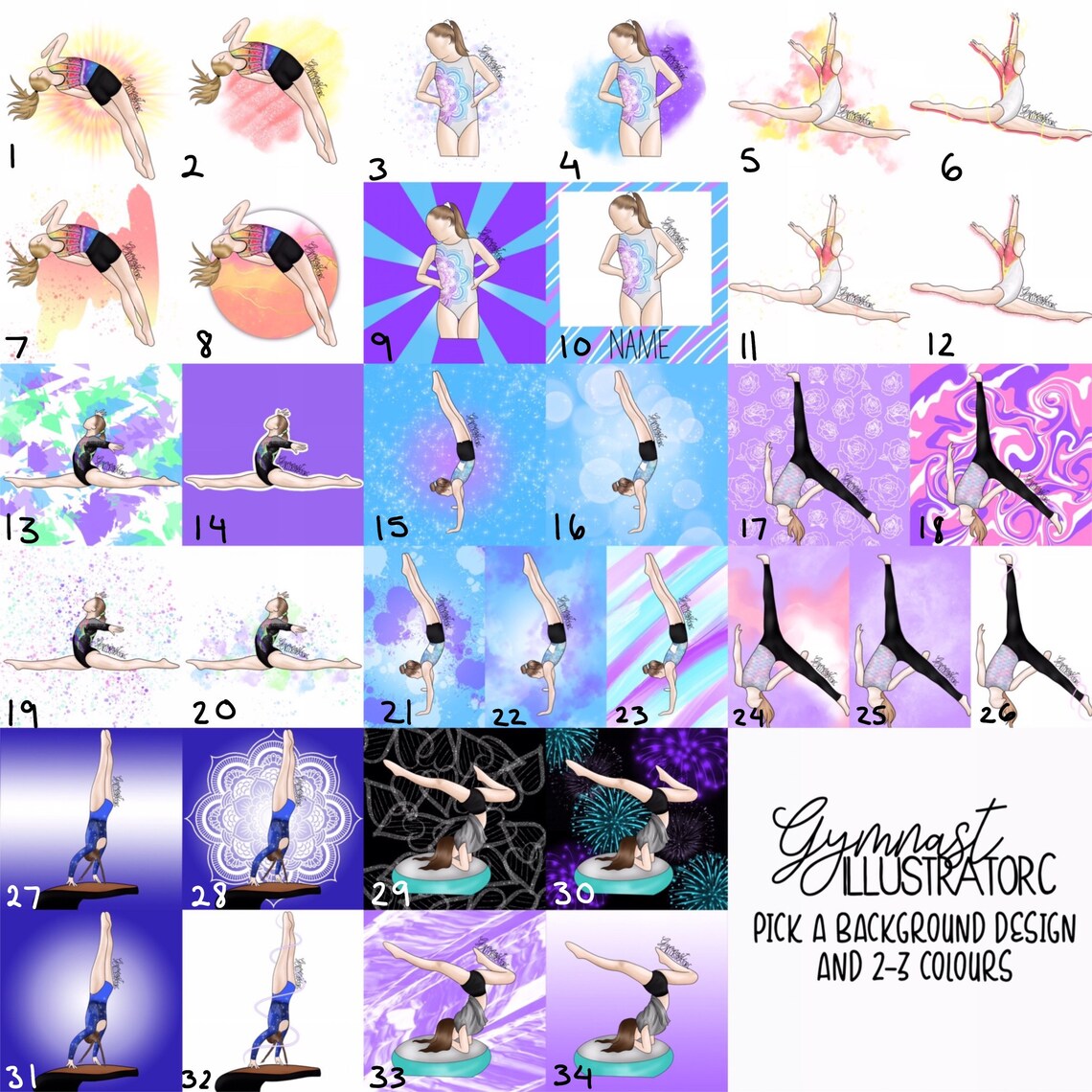 Custom Group Drawings 5-10 People/ Gymnastics Drawings / - Etsy