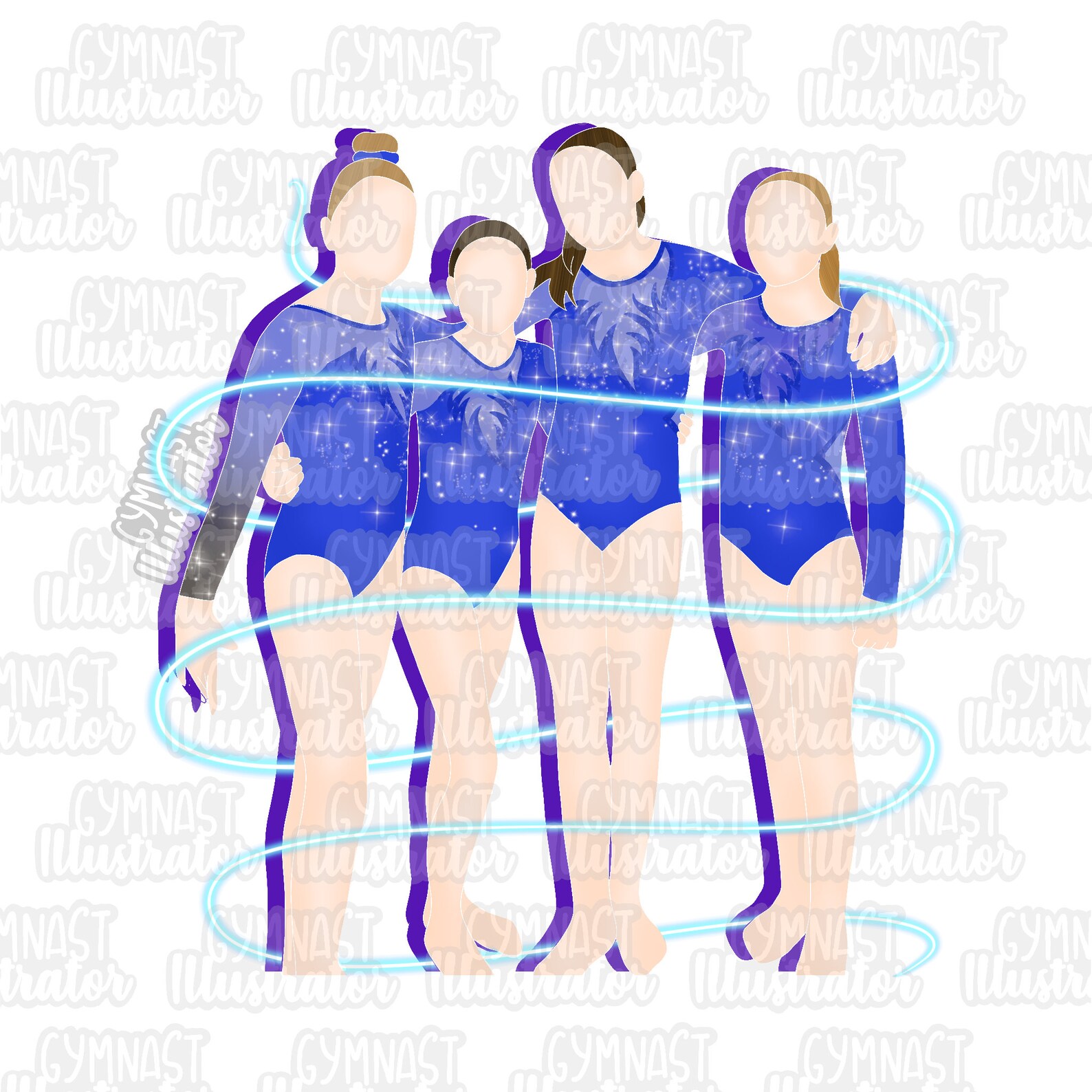 Custom Group Drawings 5-10 People/ Gymnastics Drawings / - Etsy