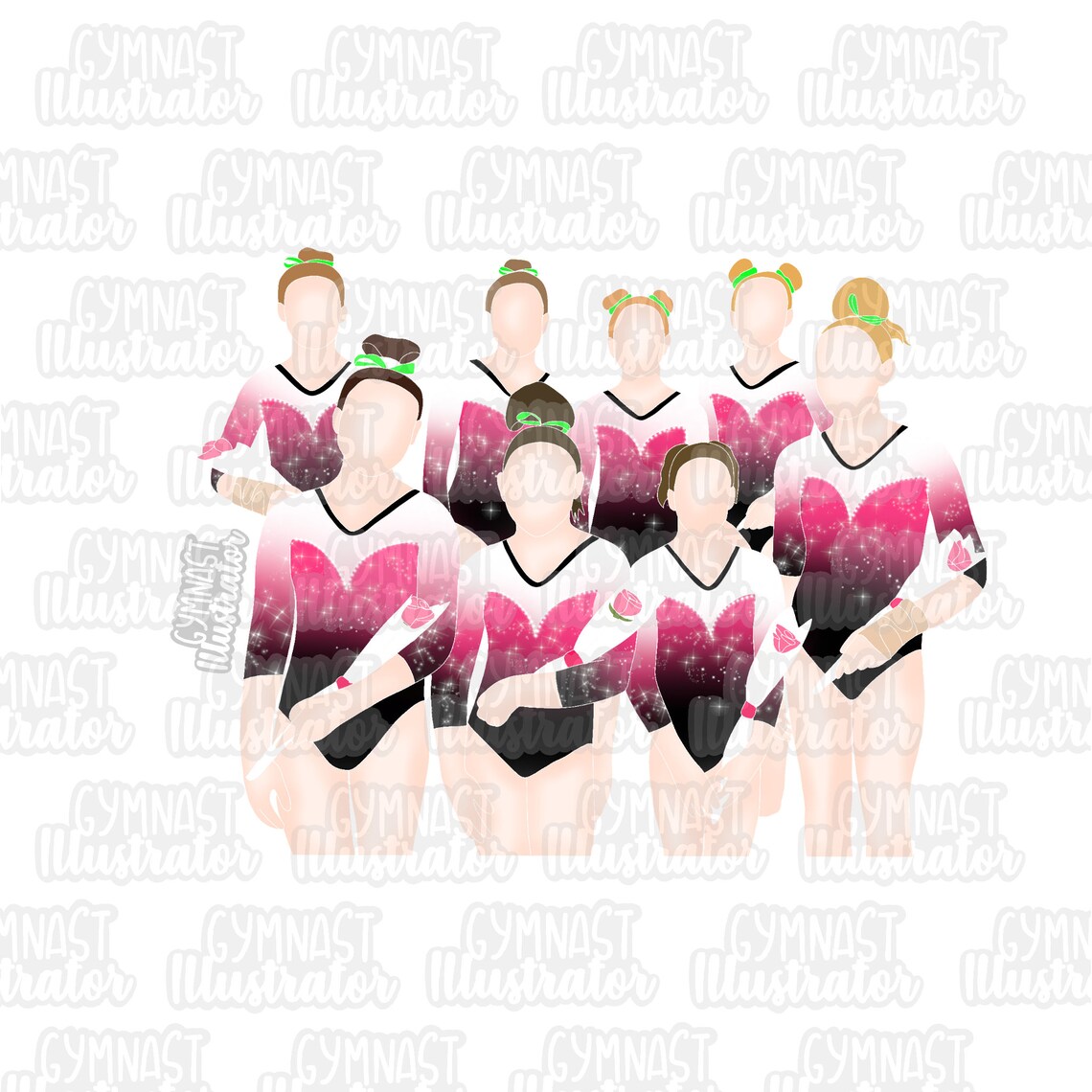 Custom Group Drawings 5-10 People/ Gymnastics Drawings / - Etsy