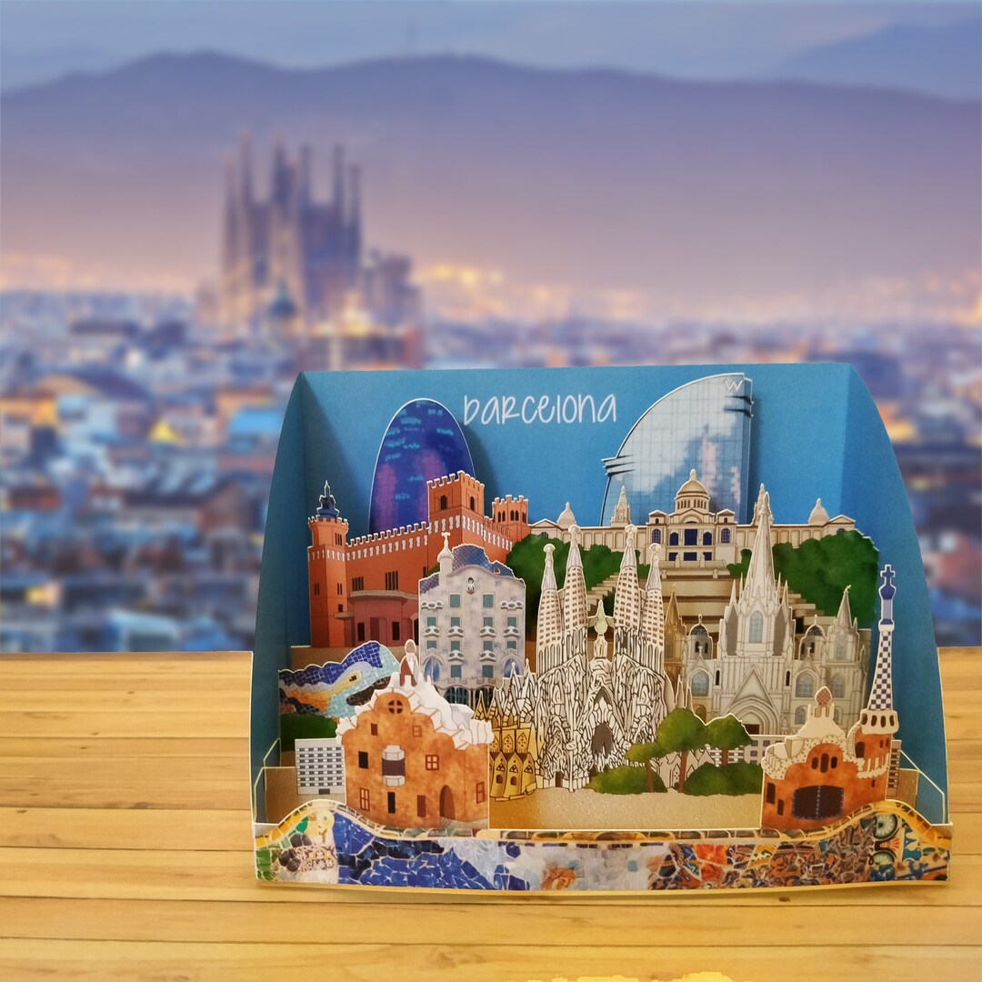 Barcelona - Pop up 3D "paper Sculpture" Gift, Greetings, Birthday ...