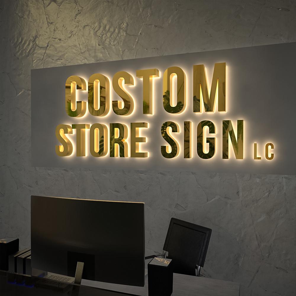 Custom 3D Metal Backlit Sign,sign for Business,halo Illuminated 3D Logo ...