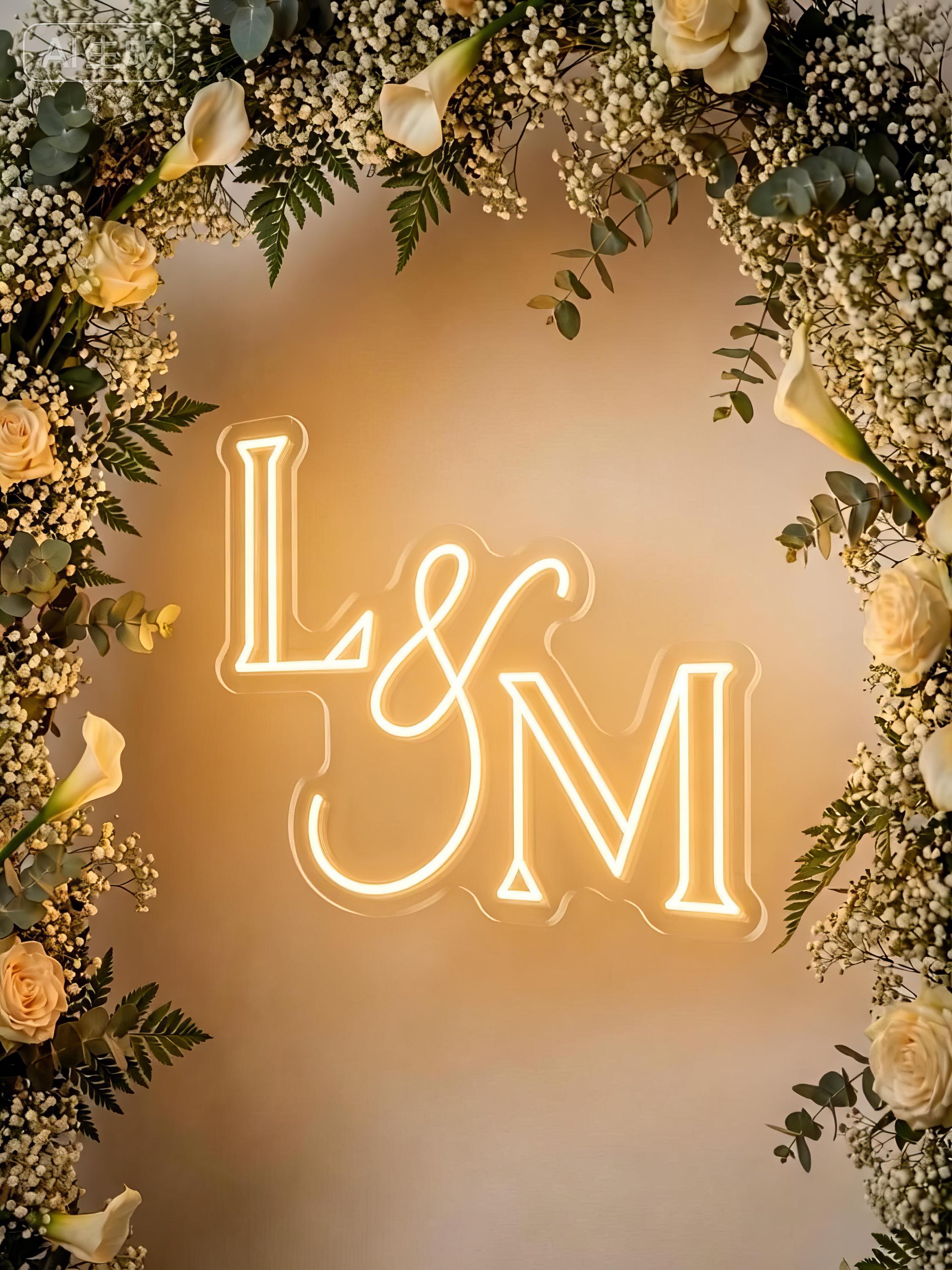 Custom Initials Neon Sign,wedding Neon Sign, Custom Wedding Name Sign ...