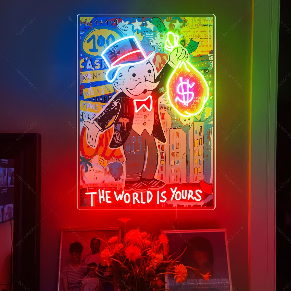 Rich Life Monopoly Neon Wall Art,monopoly Man Neon Sign, Monopoly Pop ...