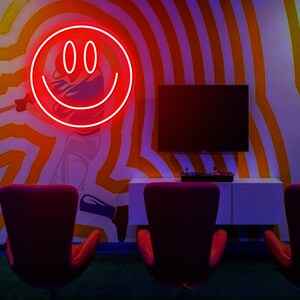 Smiley Face Neon Sign, Happy Neon Sign, Led Neon Light Wall Decor ...