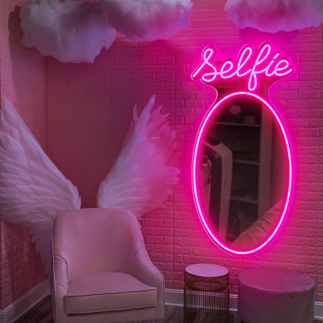 Selfie Mirror Neon Sign,bedroom Custom Neon Light, Light up Mirror Neon ...