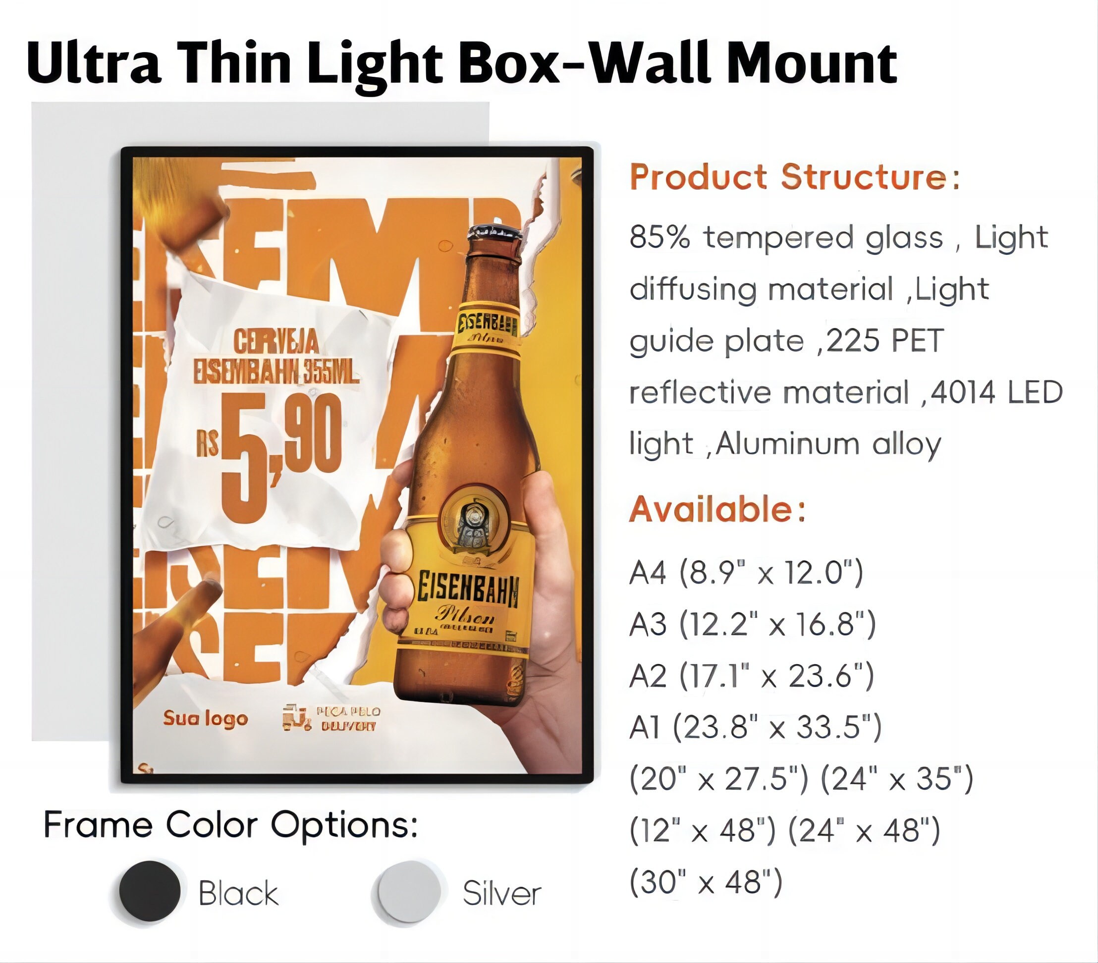 Ultra Slim Light Box,led Menu Board Advertising Light Boxes,wall ...