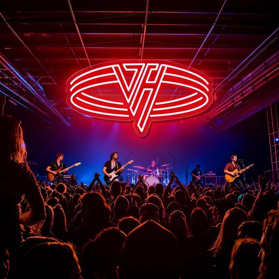 Red Color Van Halen Neon Sign, VAN HALEN Led Sign, Music Studio Decor ...