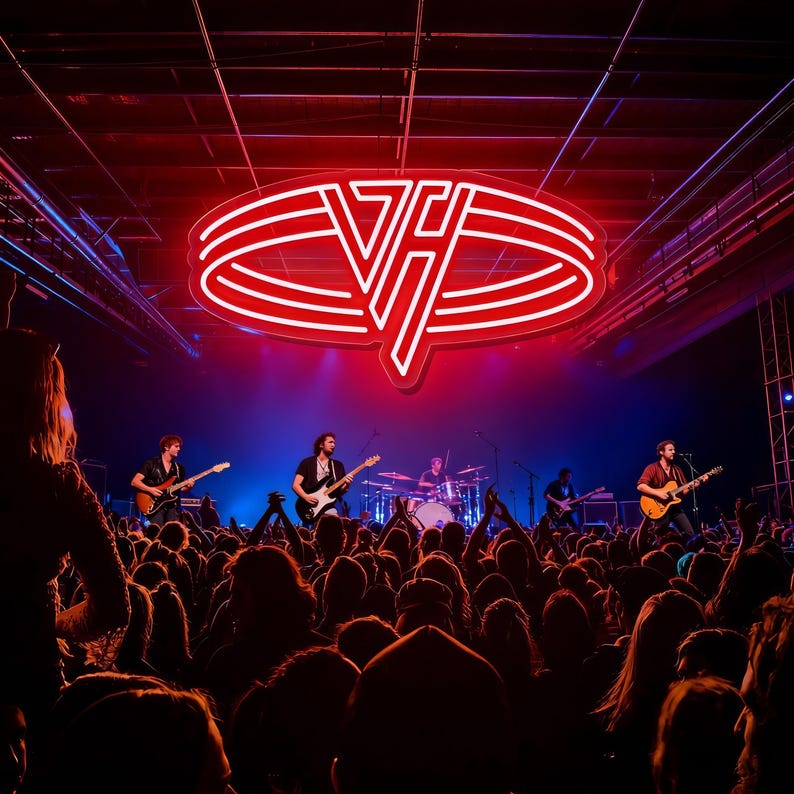 Red Color Van Halen Neon Sign, VAN HALEN Led Sign, Music Studio Decor ...