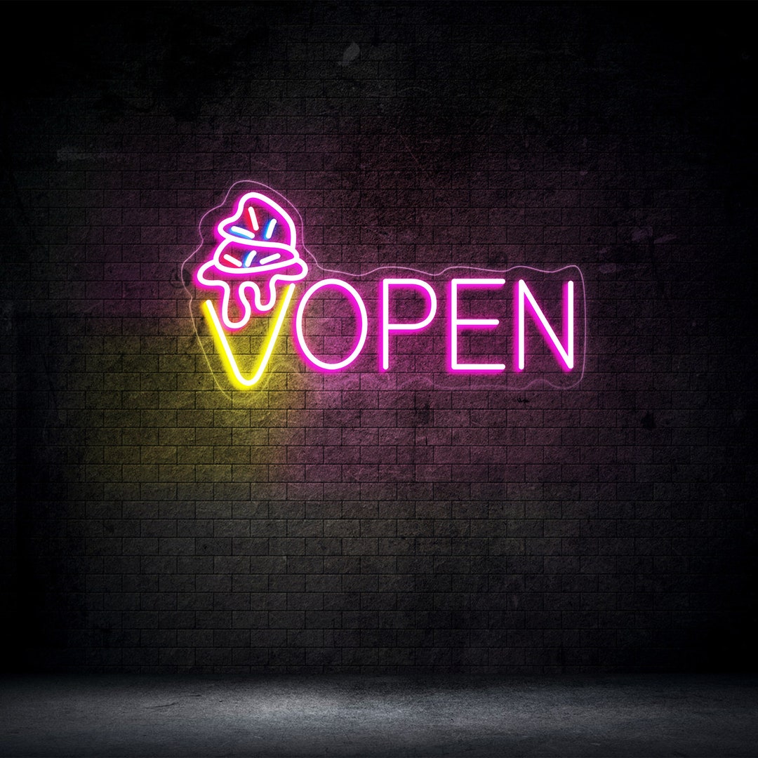 Ice Cream Open Signice Cream Led Neon Sign Hot Pink Light up Neon Sign ...