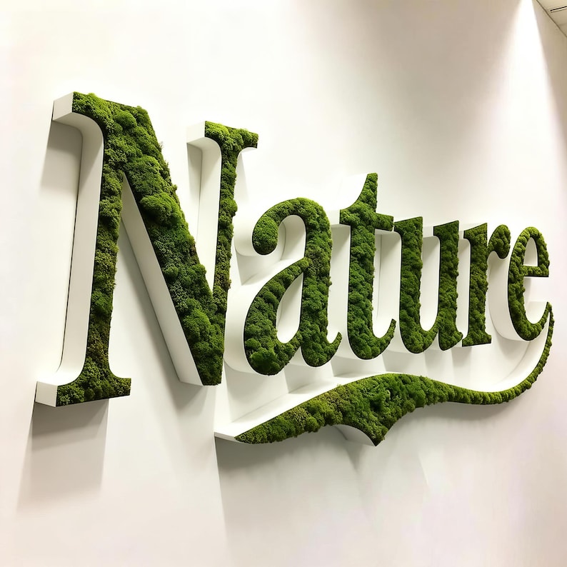 Moss Letter|custom Moss Logo|custom Moss Sign|custom Green Wall Logo ...