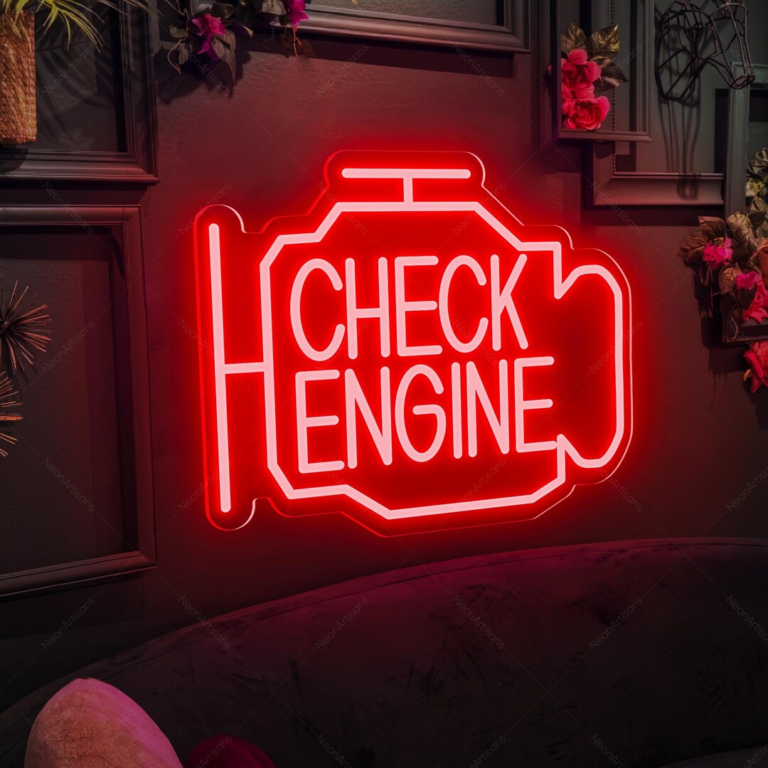 Check Engine LED Neon Sign,auto Shop Signage,car Check Engine Light ...
