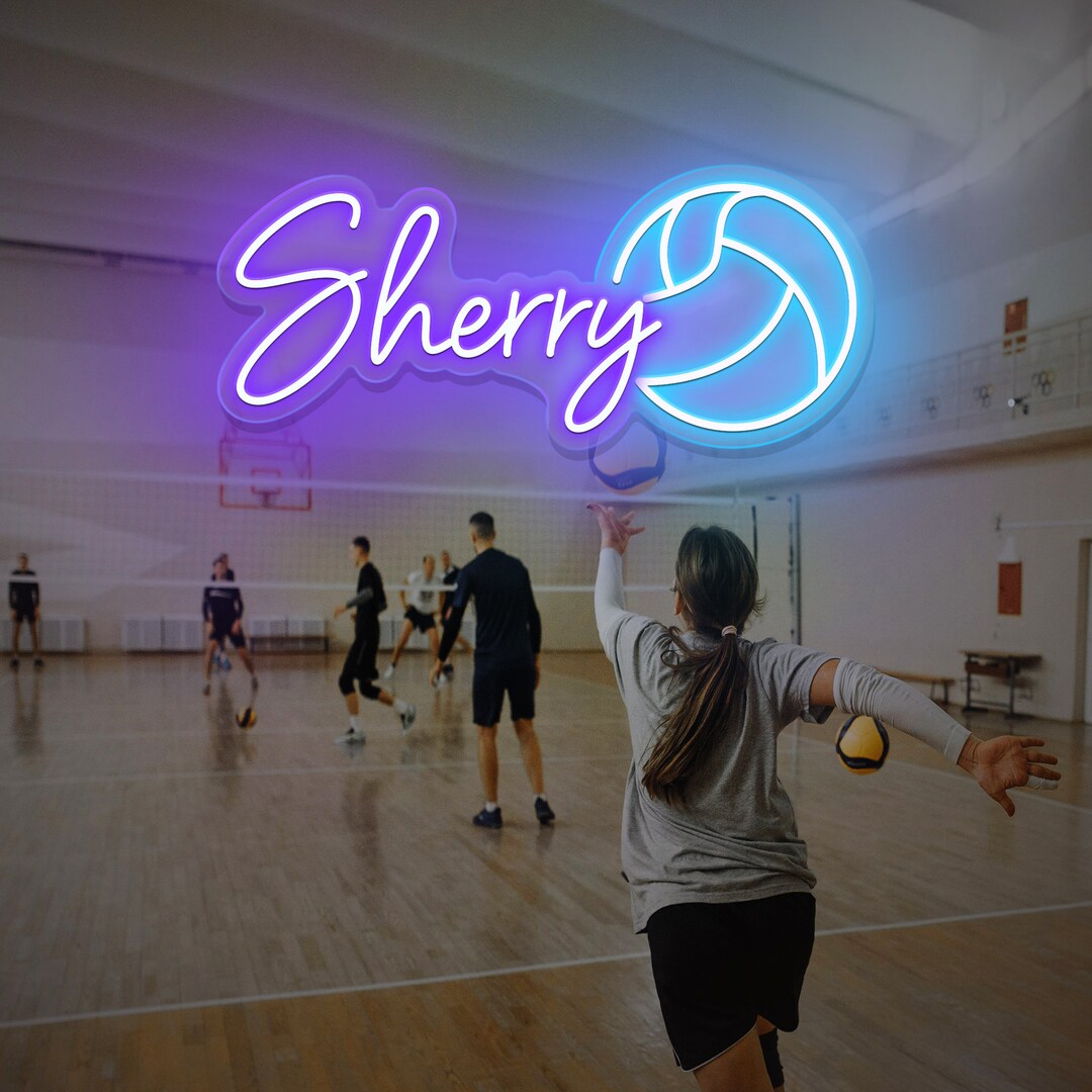 Voleibol Nombre Letrero de neón, Decoración de la guardería, Letrero de ...