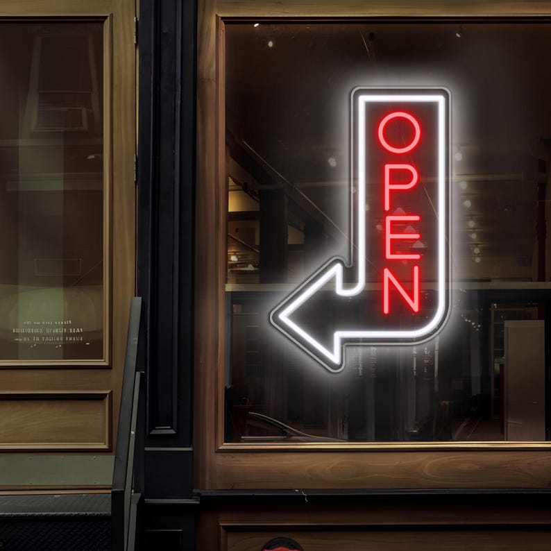 Open Arrow Neon Sign,custom Open Sig,open House Arrow,bar Open Light ...