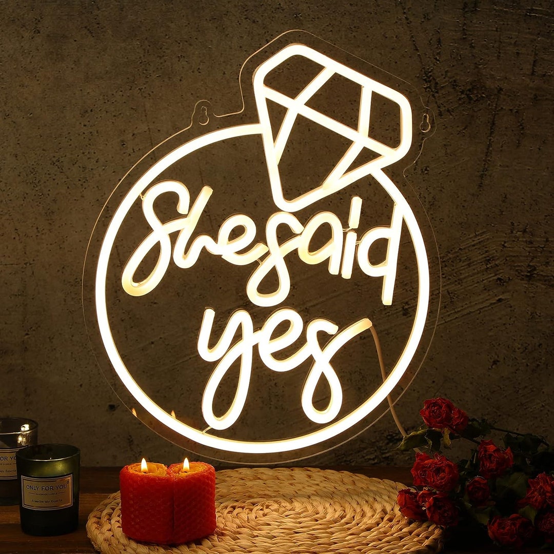 She Said Yes Neon Sign Marriage Proposal Sign Custom Wedding - Etsy