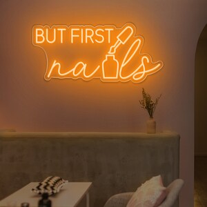 But First Nails Store Sign, Nails Salon Sign,nail Salon LED Light,store ...
