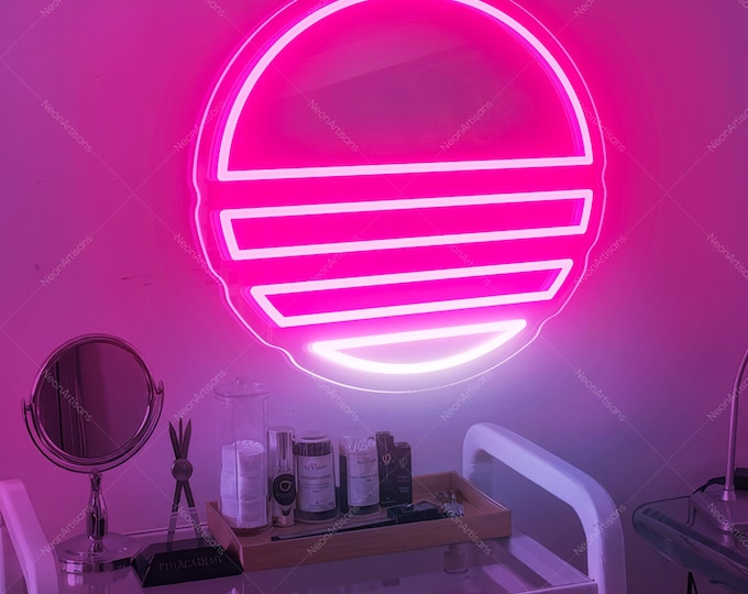 Tropical Sunset Neon Led Sign - Retro Sun Wave Wallart Led Light ...