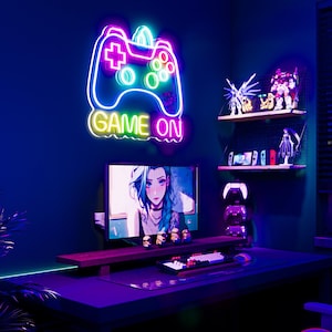 Game on Neon Sign,gamepad Shaped Led Neon Gaming Signs for Boys Room ...