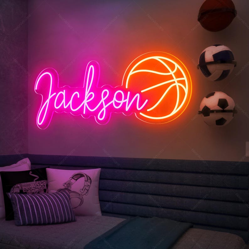 Custom Basketball Name Neon Sign|basketball Room Drom Nursery Decor ...
