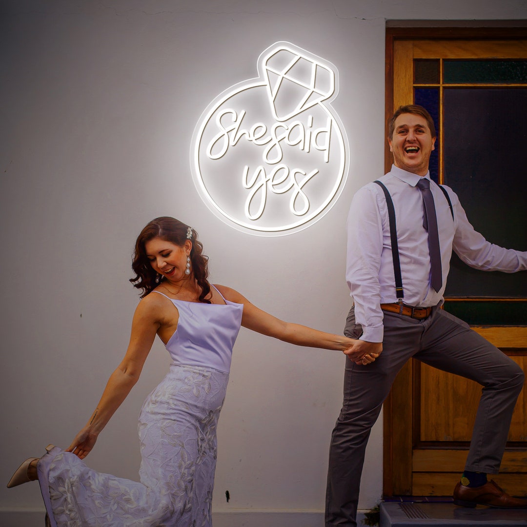 She Said Yes Neon Sign Marriage Proposal Sign Custom Wedding Neon Sign ...