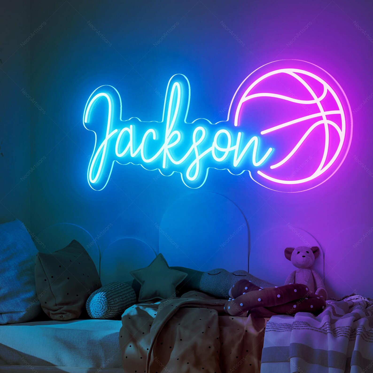 Custom Basketball Name Neon Sign|basketball Room Drom Nursery Decor ...