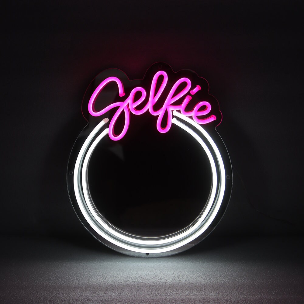 Selfie Neon Mirror,madeup Mirror With Neon Light,home Neon Wall Light ...