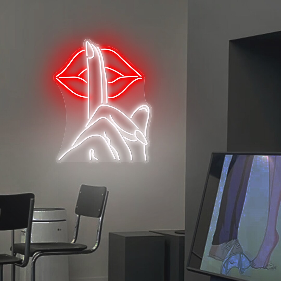 Hush Sign Secret Finger on Lip Custom Neon Sign Nails Salon - Etsy