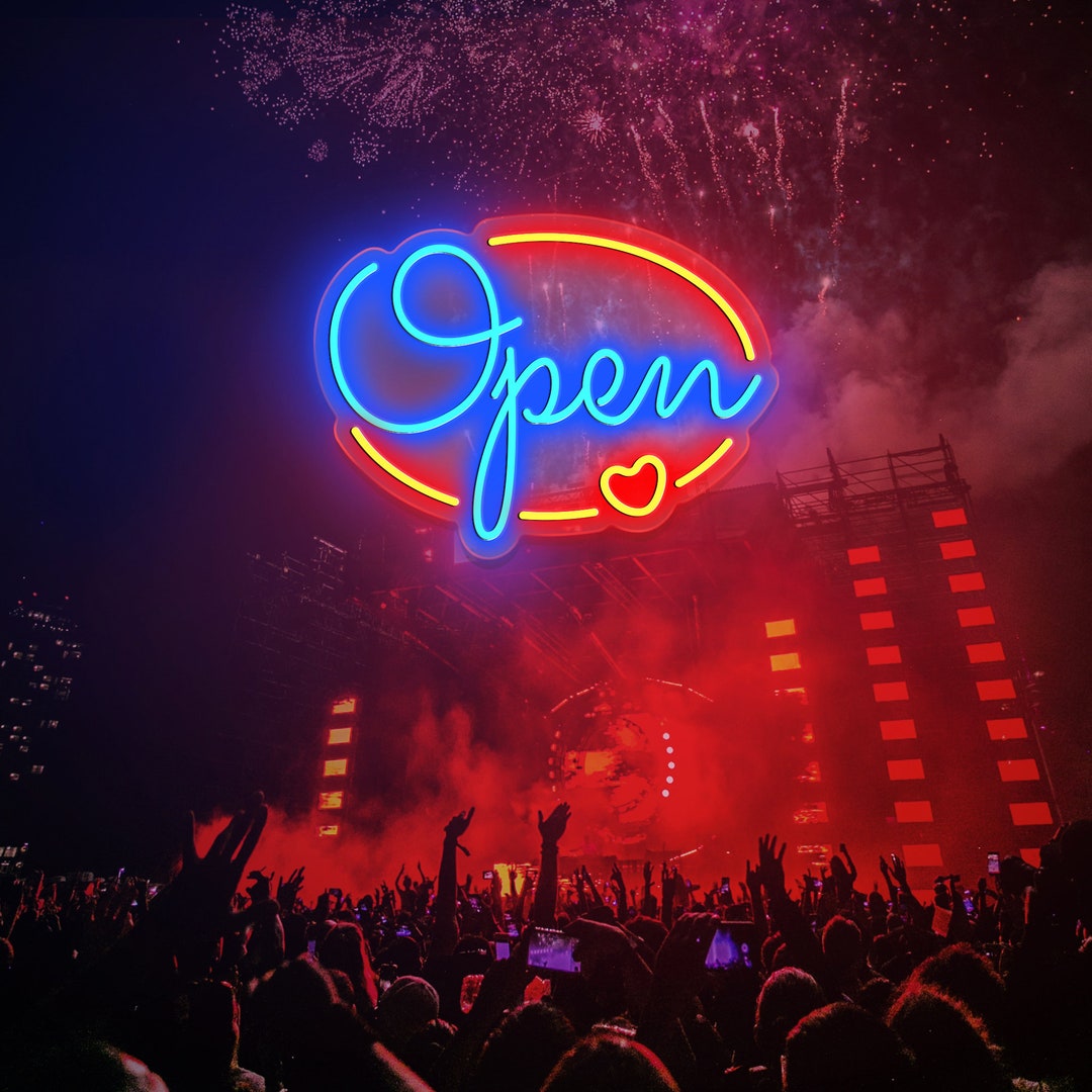 Open Neon Sign for Business, Brightness Adjustable Neon Open Sign ...