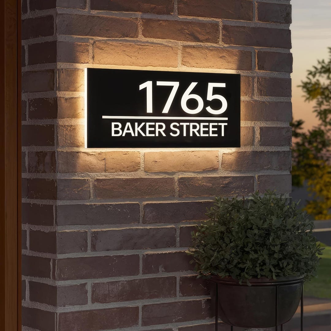 LED Backlit House Number Sign,modern House Number Sign,light up House ...