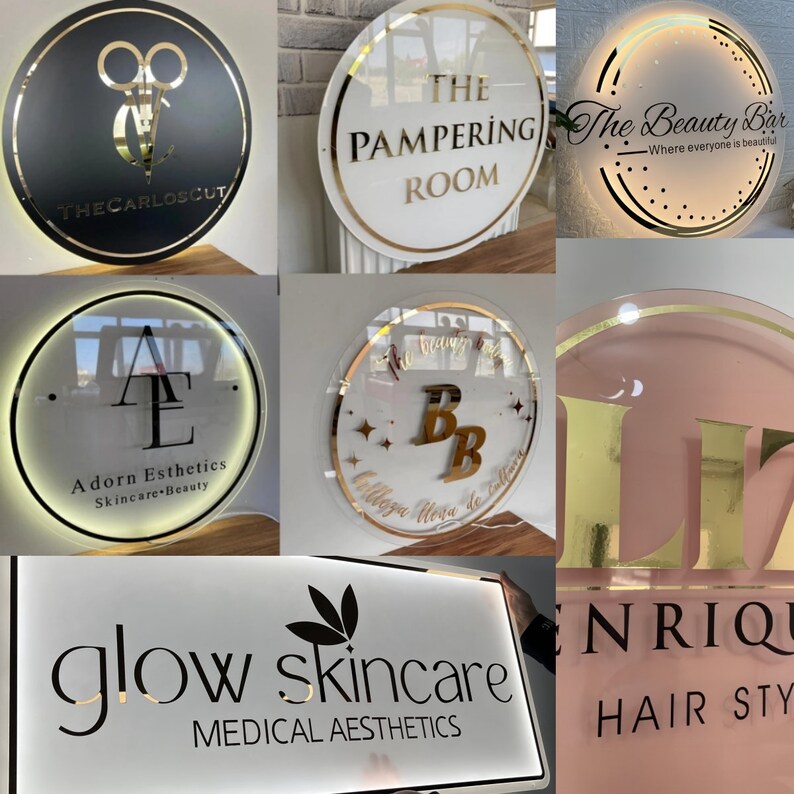 Salon Logo Sign,acrylic Logo,hair Studio Light up Sign,beauty Salon ...