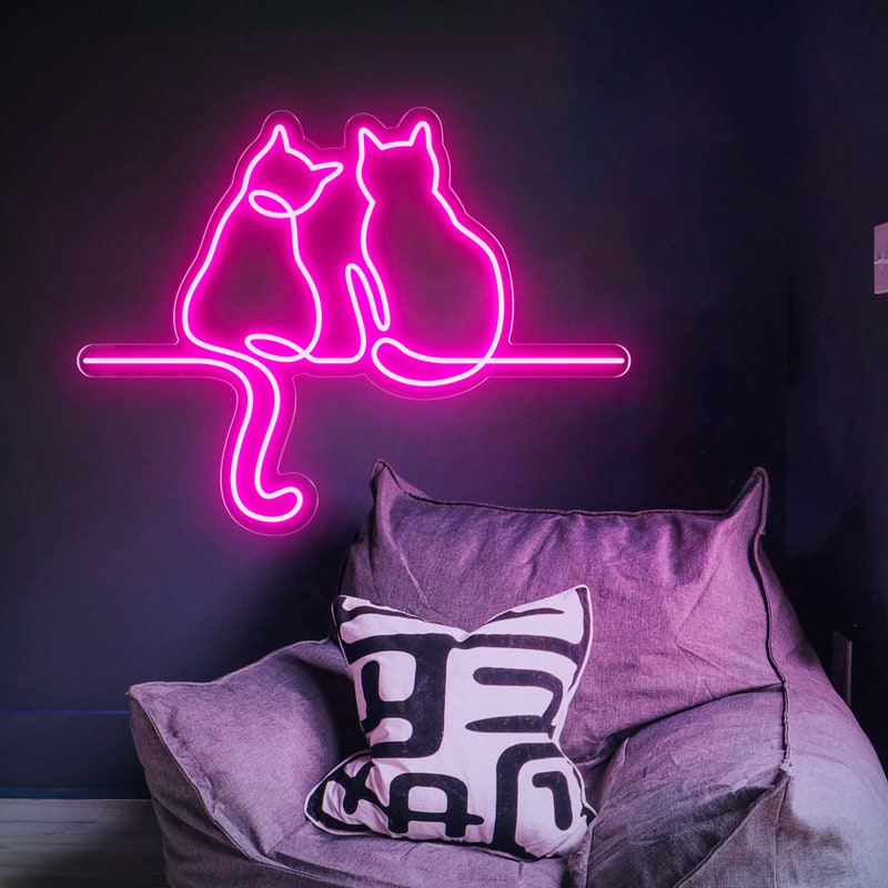 Neon Cat Light - Etsy
