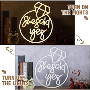 She Said Yes Neon Sign Marriage Proposal Sign Custom Wedding Neon Sign ...