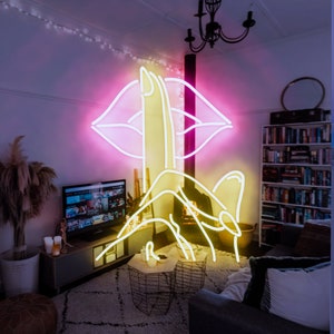 Hush Sign, Secret Finger on Lip, Custom Neon Sign, Nails Salon Neon ...