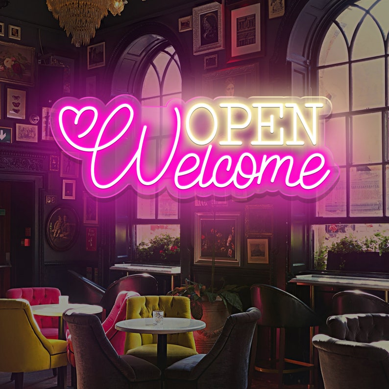 Open Welcome Neon Sign,open Welcome Neon Light, Custom Neon Open Sign ...
